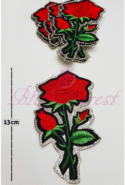 Hayalperest Boncuk Gül Desenli Kırmızı Taşlı Ütü Ile Yapışan Aplik Hayalperest Boncuk Gül Desenli Kırmızı Taşlı Ütü Ile Yapışan Aplik