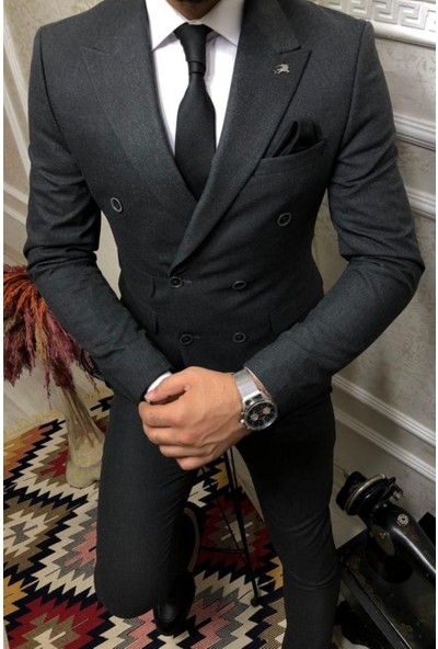 Smokin Giyim Kruvaze Takım Elbise