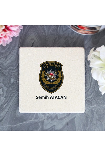 Proithalat Kişiye Özel Özel Harekat Polisi Taş Bardak Altlığı Proithalat Kişiye Özel Özel Harekat Polisi Taş Bardak Altlığı