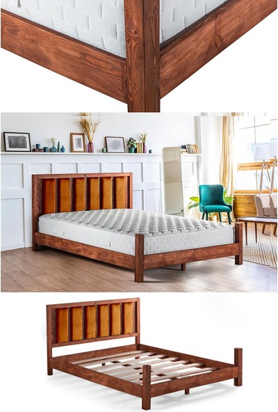 Alp Marina Alp Orion Doğal Fındık Renk Masif Çam Karyola Kiremit Puflu Başlık Alp Marina Alp Orion Doğal Fındık Renk Masif Çam Karyola Kiremit Puflu Başlık