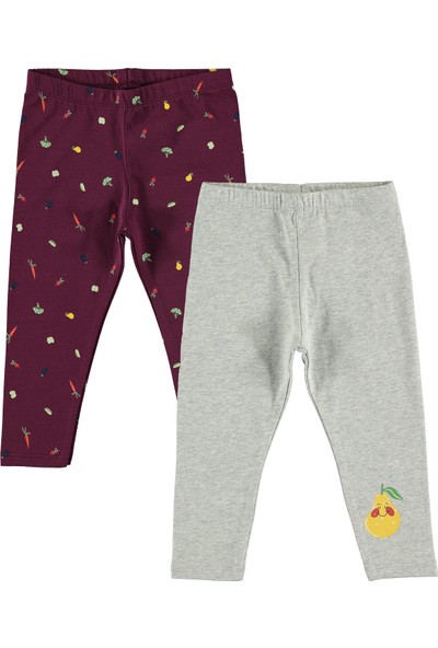 Civil Baby Kız Bebek Uzun Tayt 0-18 Ay Gri-Bordo