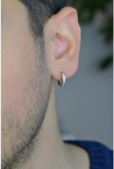 Sacce Scarves&Accessories Erkek Halka Küpe Taşlı Tekli