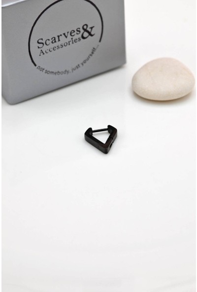 Sacce Scarves & Accessories Erkek Üçgen Çelik Halka Küpe Siyah Renk Tekli