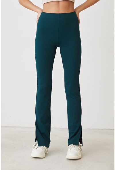 Lime Moda Yan Yırtmaçlı Tayt-Yeşil Lime Moda Yan Yırtmaçlı Tayt-Yeşil