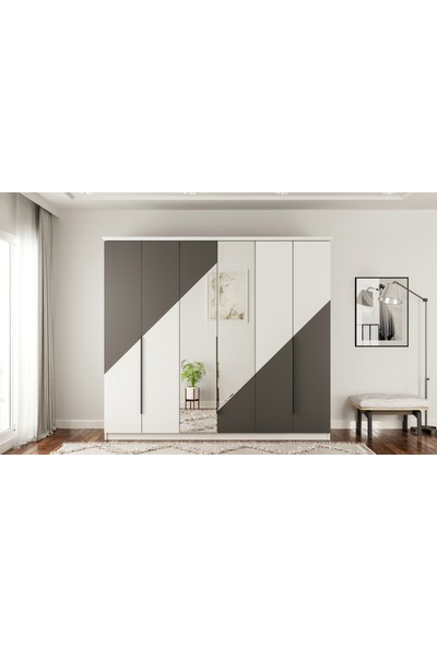 Rabi Mobilya Melodi 6 Kapak Gizli 2 Çekmeceli Gardırop