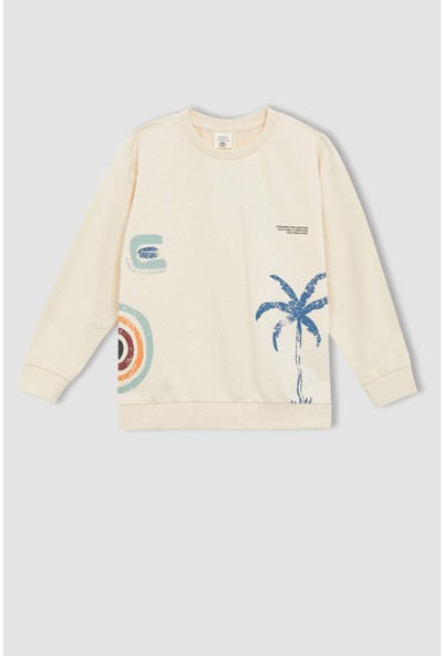 DeFacto Erkek Çocuk Oversize Fit Bisiklet Yaka Baskılı SWEATSHIRT W6852A622SP