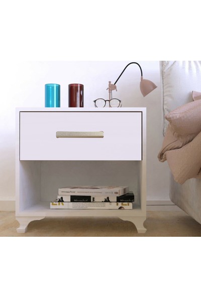 Gözde Mobilya Gm 026 Beyaz Tek Çekmeceli Komidin