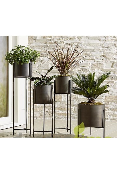 Alaca Avm Metal Siyah Dekoratif Ayaklı Saksı 25 x 64 cm