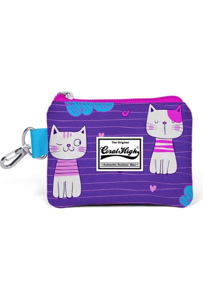 Coral High Kids Mor Kedi Desenli Bozuk Para Çantası 21714