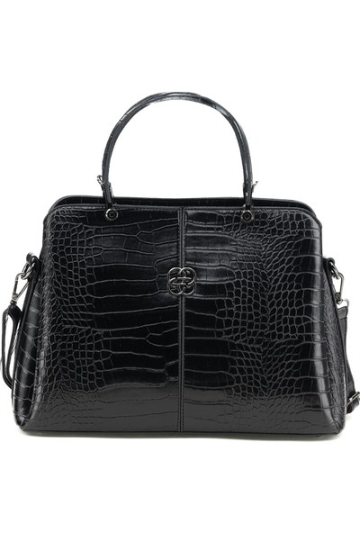 Polaris Efsane Kroko 2fx Siyah Kadın El Çantası