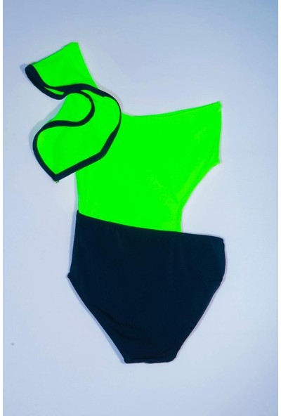 Deep Beach Neon Yeşil Kolu Volan Detaylı Kız Çocuk Mayo DB200566CM Deep Beach Neon Yeşil Kolu Volan Detaylı Kız Çocuk Mayo DB200566CM
