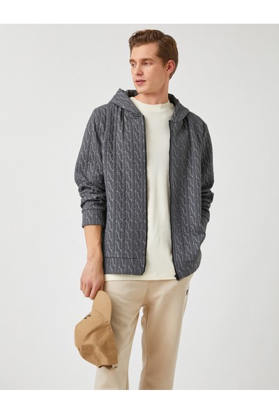 Koton Dokulu Fermuarlı Kapşonlu Sweatshirt