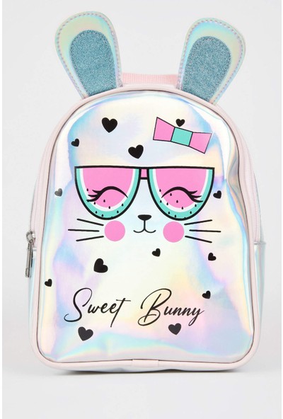 DeFacto Kız Çocuk Parlak Tavşan Baskılı Büyük Okul Sırt Çantası X0567A6NS
