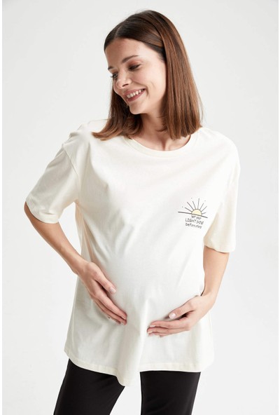DeFacto Hamile Oversize Fit Bisiklet Yaka Kısa Kollu Pamuklu Tişört X2322AZ22SP DeFacto Hamile Oversize Fit Bisiklet Yaka Kısa Kollu Pamuklu Tişört X2322AZ22SP