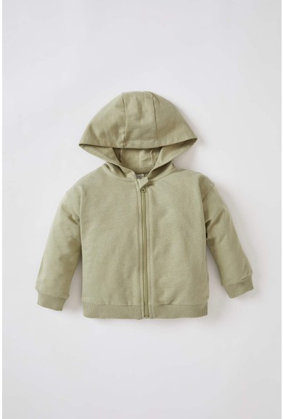 DeFacto Erkek Bebek Kapüşonlu Fermuarlı Organik Pamuklu Sweat Hırka W8493A222SP DeFacto Erkek Bebek Kapüşonlu Fermuarlı Organik Pamuklu Sweat Hırka W8493A222SP