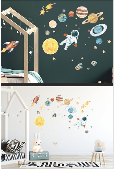 Kt Grup Uzayda Astronot Uzay Mekiği Gezegenler ve Yıldızlar Çocuk Odası Duvar Sticker Kt Grup Uzayda Astronot Uzay Mekiği Gezegenler ve Yıldızlar Çocuk Odası Duvar Sticker