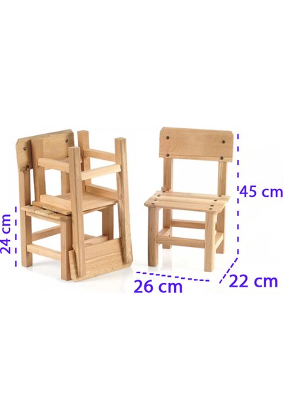Alp Daisy Doğal Masif Ahşap Çocuk Sandalyesi