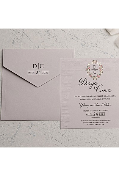 Davetiyebul Tuğla Kabartmalı Düğün Davetiyesi