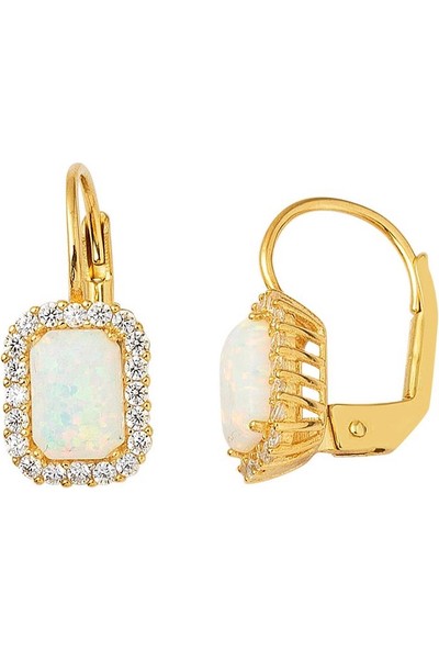 Bilezikci Baget Opal Taşlı Altın Küpe