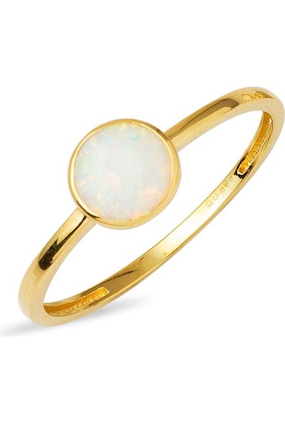 Bilezikci Beyaz Opal Taşlı Altın Yüzük