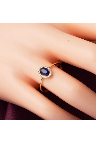 Bilezikci Lacivert Taşlı Altın Yüzük