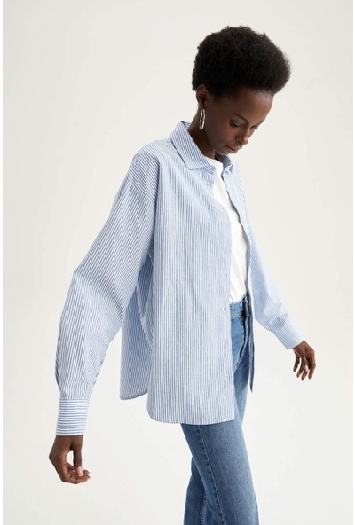 DeFacto Çizgili Loose Fit Gömlek V3141AZ22SP DeFacto Çizgili Loose Fit Gömlek V3141AZ22SP