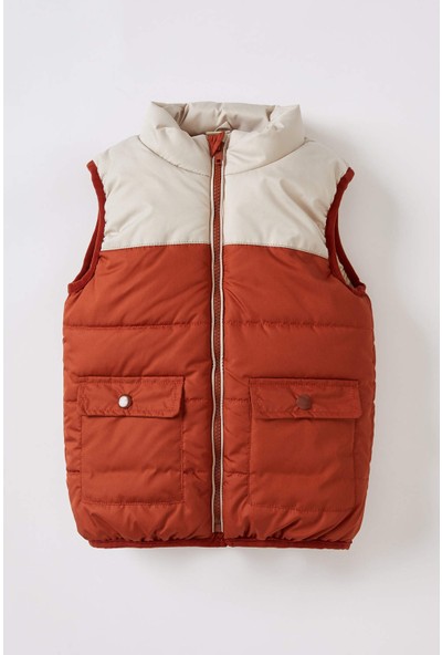 DeFacto Erkek Bebek Dik Yaka Renk Bloklu Dolgulu Şişme Yelek W6525A222SP DeFacto Erkek Bebek Dik Yaka Renk Bloklu Dolgulu Şişme Yelek W6525A222SP