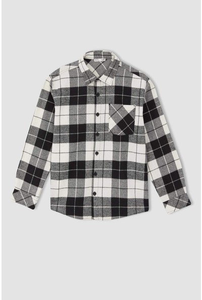 DeFacto Erkek Çocuk Regular Fit Kareli Uzun Kollu Flanel Gömlek W3220A622SP