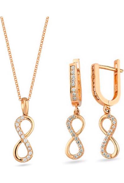 Bilezikci Sonsuzluk Kolye Küpeli Altın Set