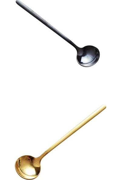 2x Paslanmaz Kaşık Latte Kahve Sundane Dondurma Çay Kaşık Uzun Siyah + Altın 2x Paslanmaz Kaşık Latte Kahve Sundane Dondurma Çay Kaşık Uzun Siyah + Altın