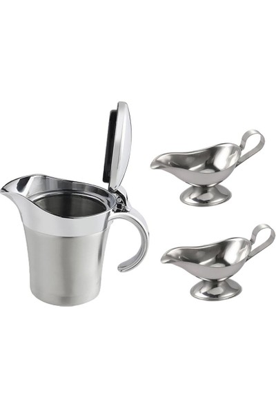 Yalıtımlı Sos Tekne Termal Vakum Sosu Servis Sürahi + 150 ml Sos Bardak Yalıtımlı Sos Tekne Termal Vakum Sosu Servis Sürahi + 150 ml Sos Bardak