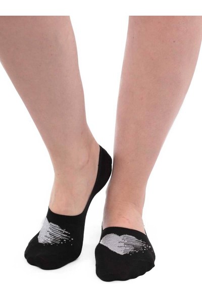 Bernam Butik Bambu Kalp Desenli Kadın Babet Çorap 20710 | Gri