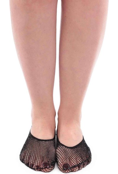 Bernam Butik Itlnsimli File Kadın Babet Çorap | Siyah