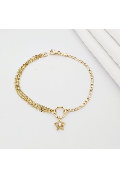 Altın Plaza Altın Figaro Zincirli Bayan Altın Bileklik KN03385