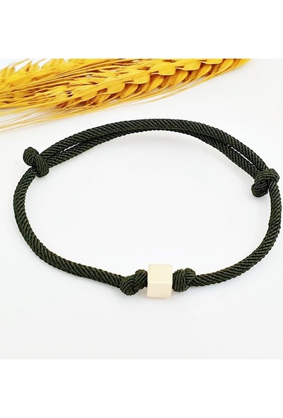 Altın Plaza Yeşil Ipli Erkek & Kadın Altın Küp Bileklik FB03333