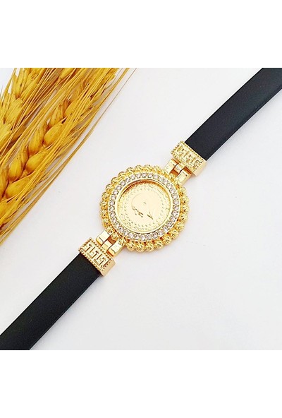 Altın Plaza Silikon Kordonlu Çeyrek Altınlı Bileklik FB01503
