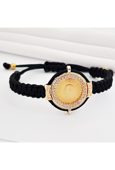 Altın Plaza Çeyrek Altınlı Siyah Ipli Bileklik FB02853