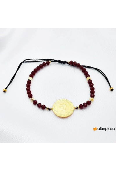 Altın Plaza Taşlı Ayarlanır Ipli ve Çeyrek Altınlı Bileklik