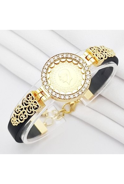 Altın Plaza Silikon Kauçuk Kordonlu Çeyrek Altınlı Bileklik FB02348