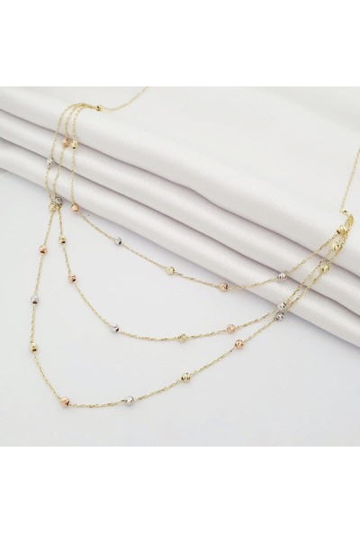 Altın Plaza 3 Zincli Kat Kat Dorikalı Altın Kolye KL07974