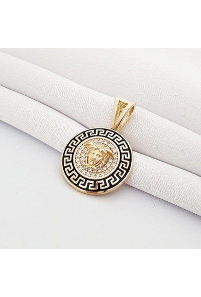 Altın Plaza Altın Versace Desen Medusa Madalyon Kolye KL07996 Altın Plaza Altın Versace Desen Medusa Madalyon Kolye KL07996