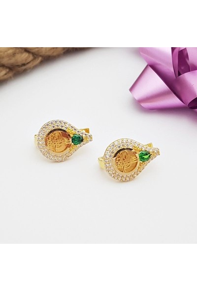 Altın Plaza Tuğralı Damla Tasarım Altın Küpe KP05208
