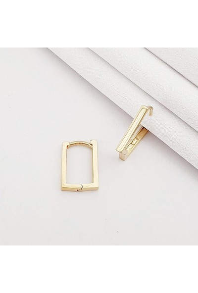 Altın Plaza Dikdörtgen Taşsız Spor Altın Halka Küpe KP06623 Altın Plaza Dikdörtgen Taşsız Spor Altın Halka Küpe KP06623