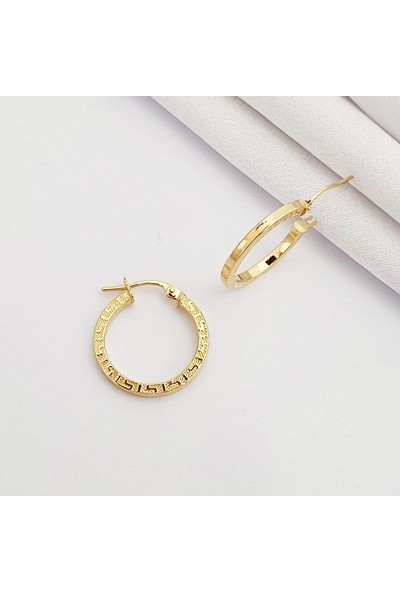 Altın Plaza Versace Desen Altın Halka Küpe KP06749 Altın Plaza Versace Desen Altın Halka Küpe KP06749