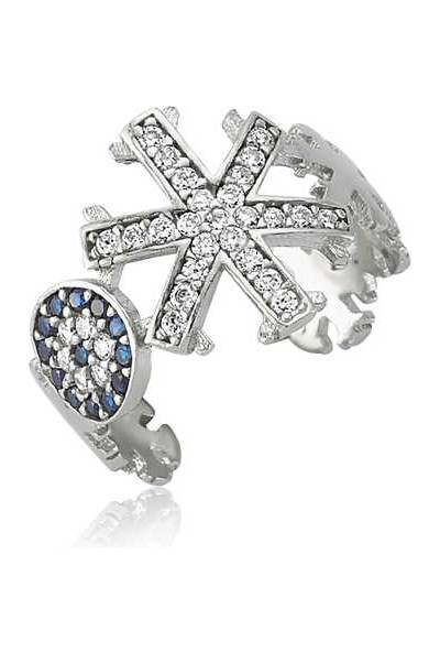 Nikadu Gümüş Nazarlı Kar Tanesi Ayarlamalı Bayan Yüzük