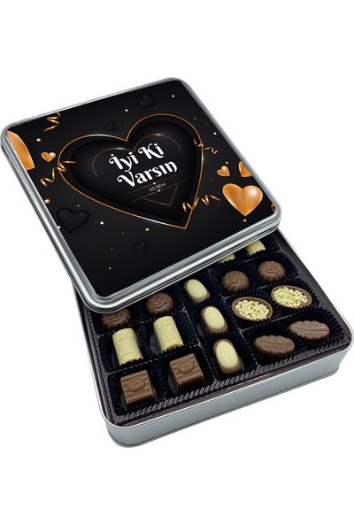 Adnan Efendi Sevgililer Günü Çikolatası A ltın Kalpli Metal Kutulu