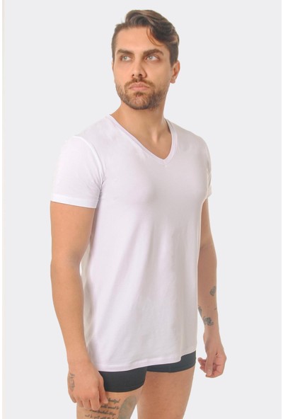 Aytuğ Erkek Premium Bambu V Yaka Fanila Beyaz-Nmf-3b