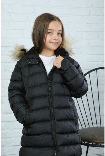 Kız Ç.mont Yasmıngırl Kapüşonlu Çıkabilr Kürklü Astarı Polarlı Uzun Kız Çocuk Mont