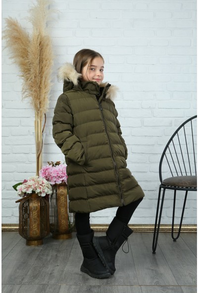 Kız Ç.mont Yasmıngırl Kapüşonlu Çıkabilr Kürklü Astarı Polarlı Uzun Kız Çocuk Mont