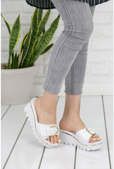 Fupe Shop Güvercin Beyaz Ortapedik Bayan Terlik